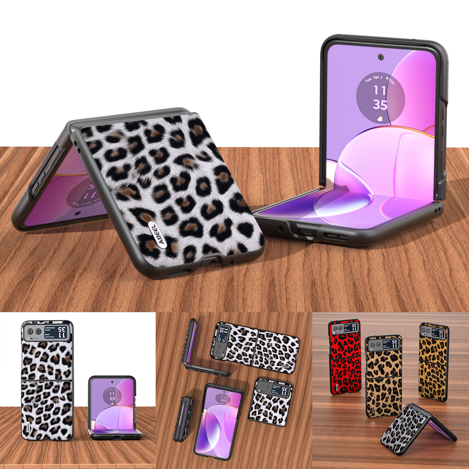 For Motorola Razr 40 Leopard Pattern PU Leather Case Shockproof Slim ...