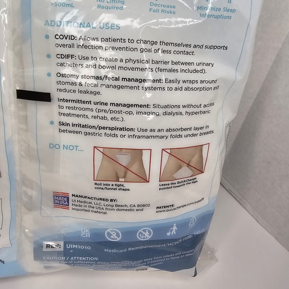 QuickChange Men's Incontinence Wrap Maximum Absorbency Catheter ...
