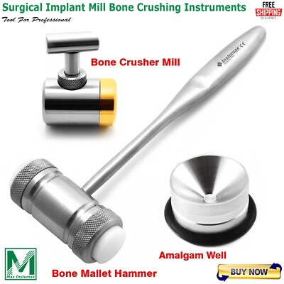 Dental Bone Graft Mallet Hammer Surgical Implant Mill Bone Crushing ...
