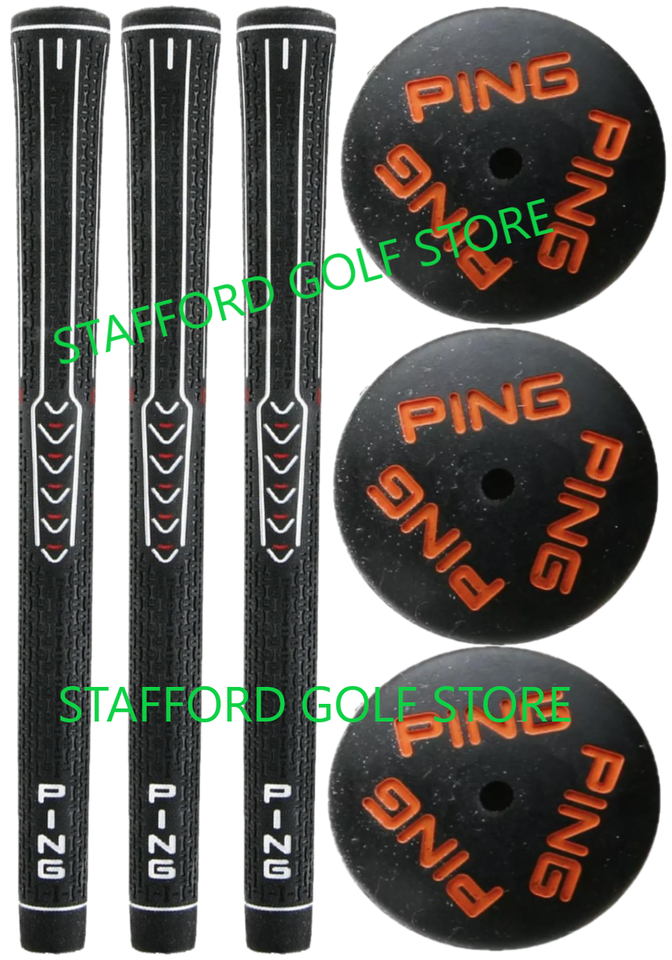 Ping ID-8 Oversize Rubber Golf Grips +1/16" .60" Ribbed Black/Orange ...