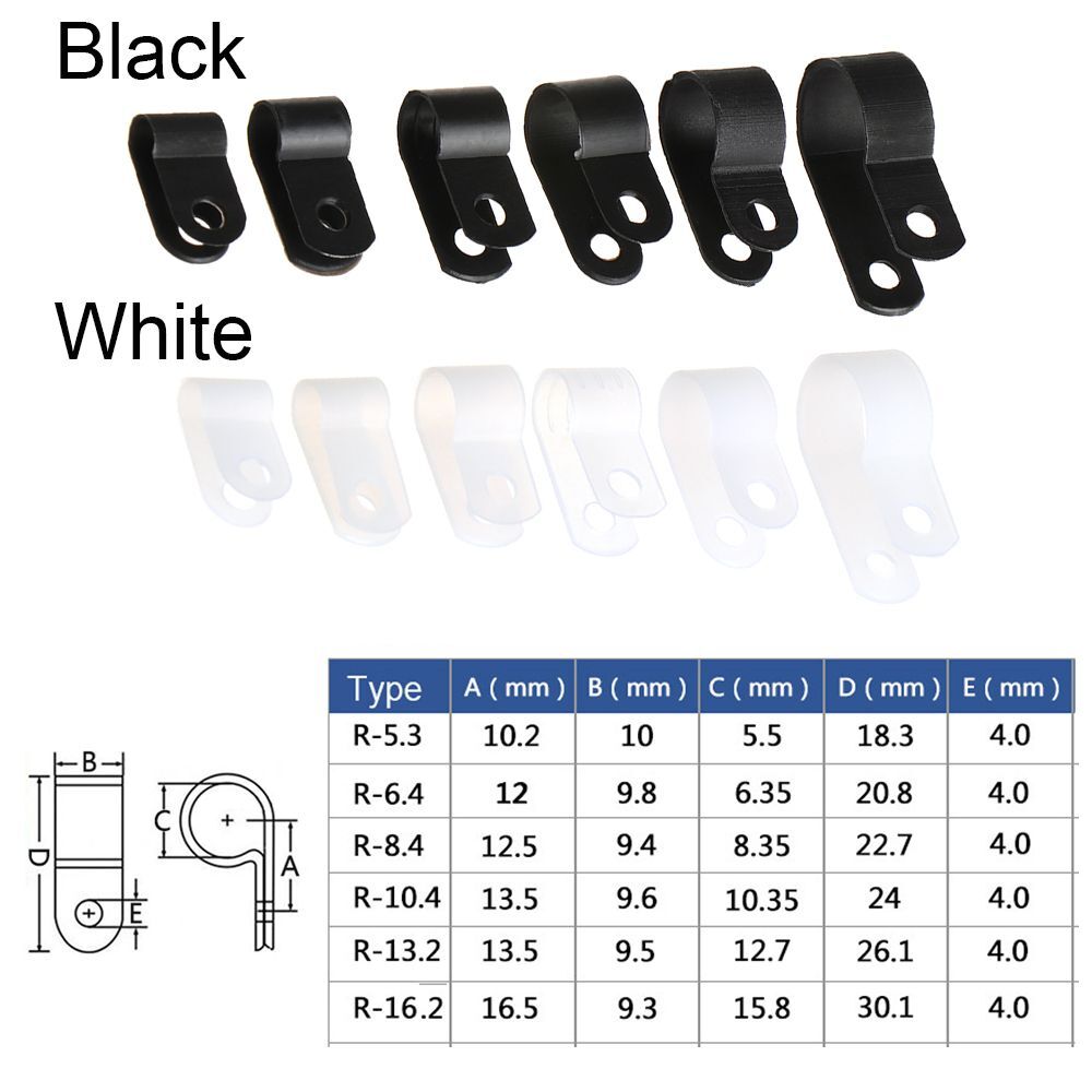 Metal Pipe Mounting Fix R-Type Clip Wiring Hose Fasteners Nylon Cable ...