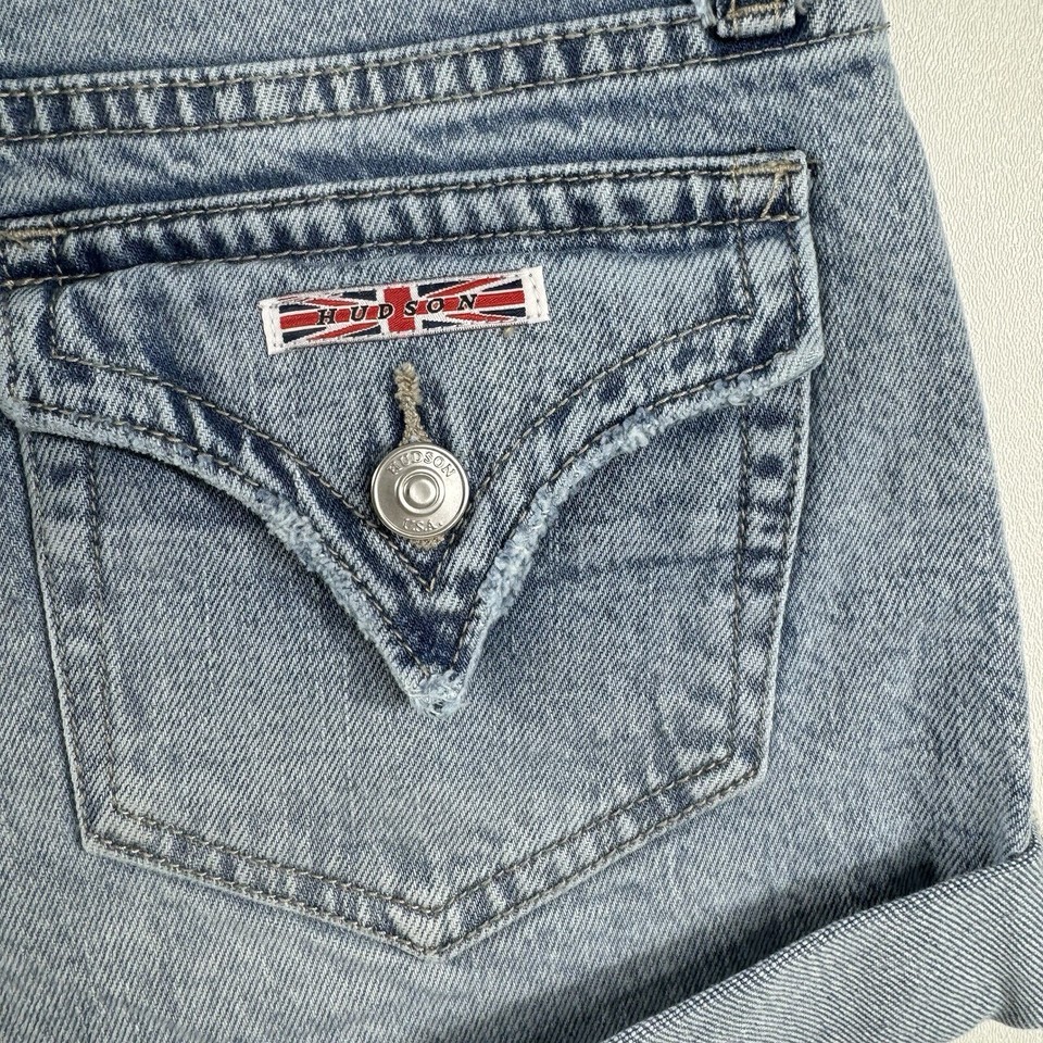 NWT Hudson Womens RUBY Mid Thigh Rolled Shorts Light Blue Denim Size 26 ...