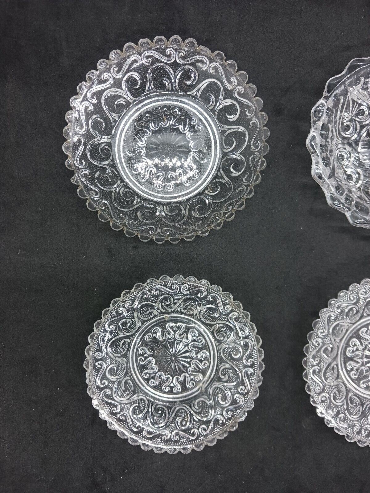 Assorted Vintage Glass Butter Pads/Plates/Bowls Lot F (4 items total ...