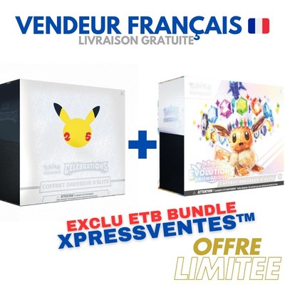 POKÉMON BUNDLE ETB Célébrations 25ans + ETB Évolutions Prismatiques ...