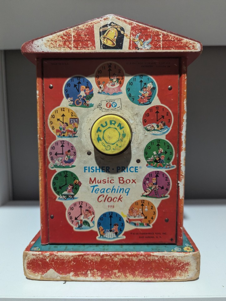 Vintage "Fischer-Price"music box/teaching clock | eBay