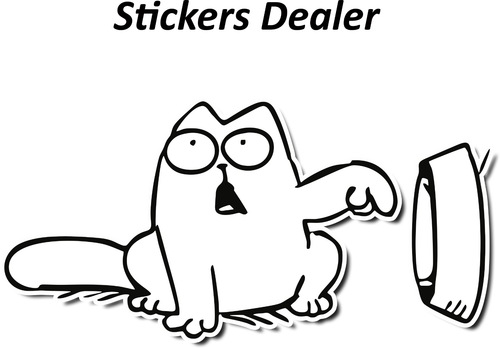 Simons Cat Sticker Vinyl Simply peel & stick for car van mirror bumper ...