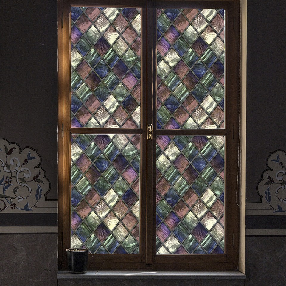 3D Color Checkered Patter Window Film Electrostatic Sticker Cling ...