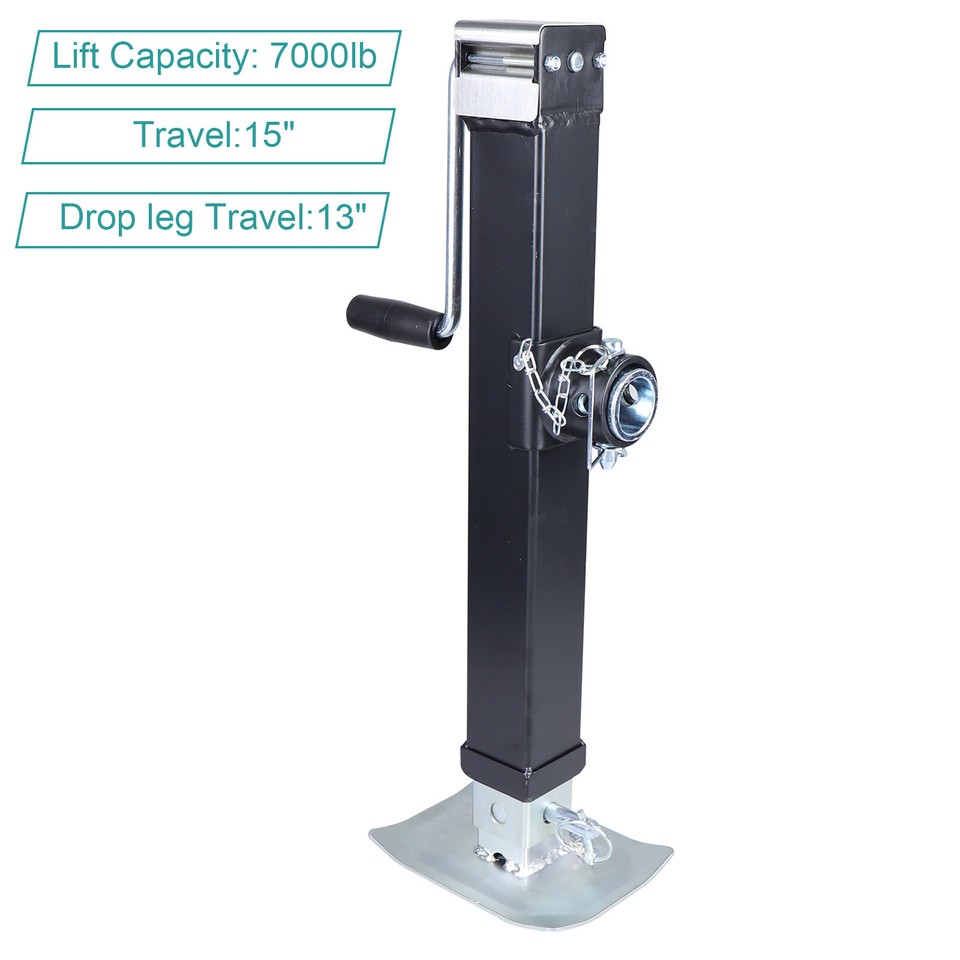 NEW 7000lbs Heavy-Duty Square Trailer Jack Sidewind Drop Leg 15" Travel ...