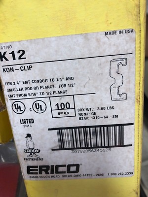 Lot of (10 ) K12 Caddy Kon-Clip 3/4" EMT To 1/4" And Smaller Rod or ...