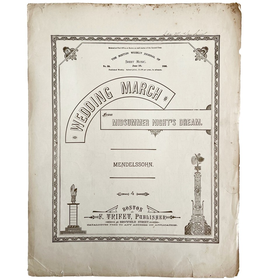 Wedding March Midsummer Night Dream 1896 Sheet Music Victorian ...