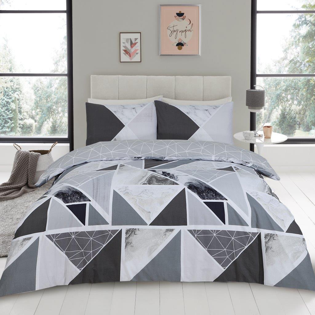 Mila Triangles Pattern Duvet Set Quilt Cover Sets All Seasons Soft Bedding Sets | eBay UK