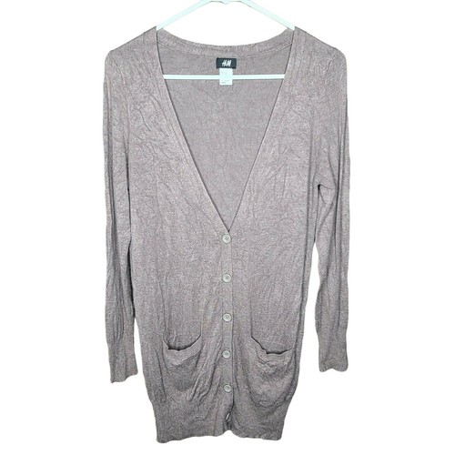 H&M Women's Cardigan Sweater XS Tan Brown Longline Soft Knit Casual ...