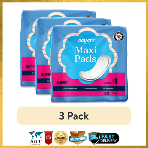 3 Pack Super Absorbent Maxi Pads - Total 144 Count Long Night ...
