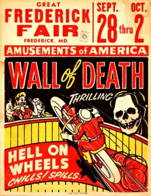 VINTAGE motorcycle WALL OF DEATH poster print 13"x19" Free domestic ...