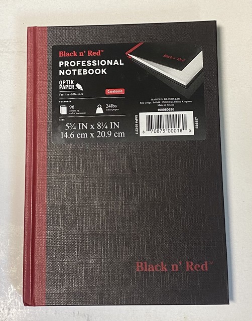Mead Black n' Red Casebound Notebook, Ruled, 8.25 x 5.875 Inches, 96 ...