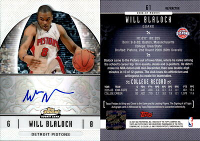 2006-07 Finest Rookie Autographs Refractors #61 Will Blalock H - NM-MT ...