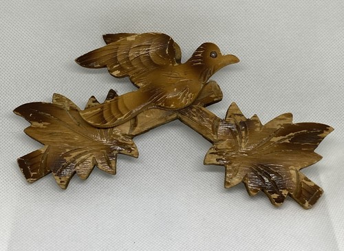 Vintage 7” Black Forest Maple Leaf & Bird Cuckoo Clock Topper Flaking ...