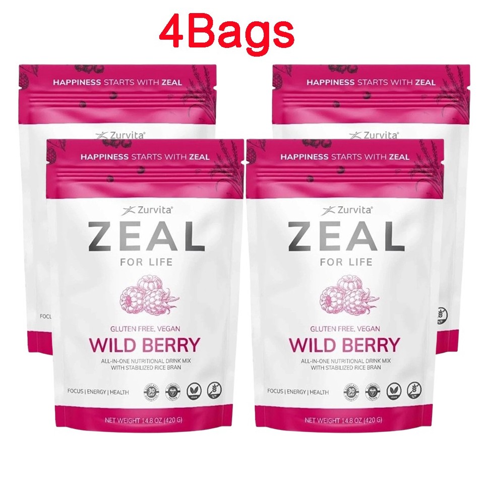 4 Pack Sale Zurvita Zeal for Life Energy/Health Drink - Wild Berry ...
