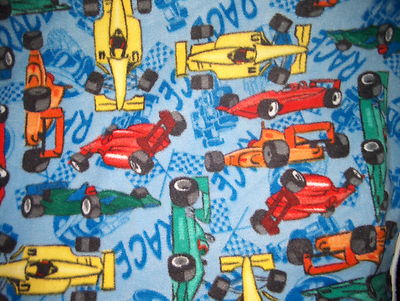 Race Cars assorted colored cars Fleece Fabric on blue background | eBay