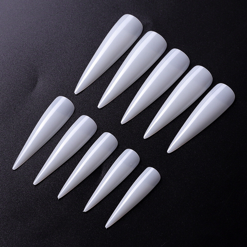 500 Pcs Long Stiletto Pointed False Nail Tips Half Nails Fake Tip Salon ...