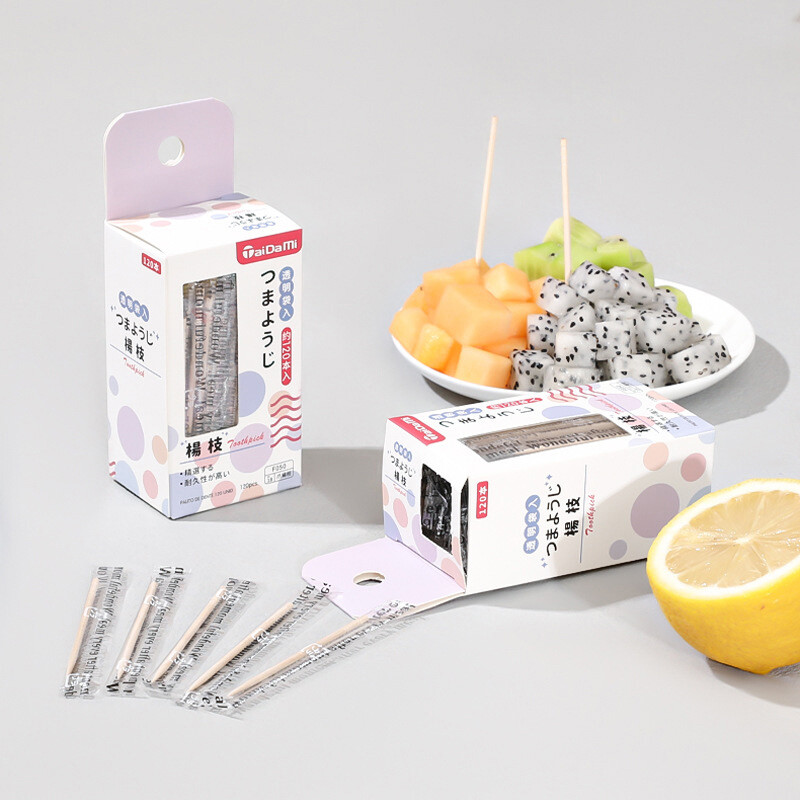 120Pcs Dental Toothpicks Brush Natural Wooden Toothpick Fruit Tooth ...