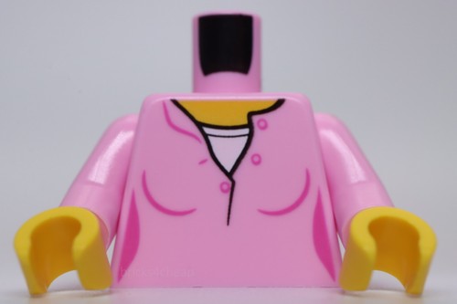 Lego Bright Pink Torso Female Top with Yellow Neck and White Undershirt ...