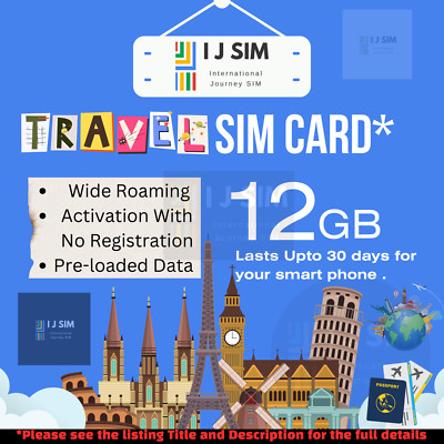 Holiday travel Prepaid data SIM Card Trio 4G/LTE tethering 12GB for ...