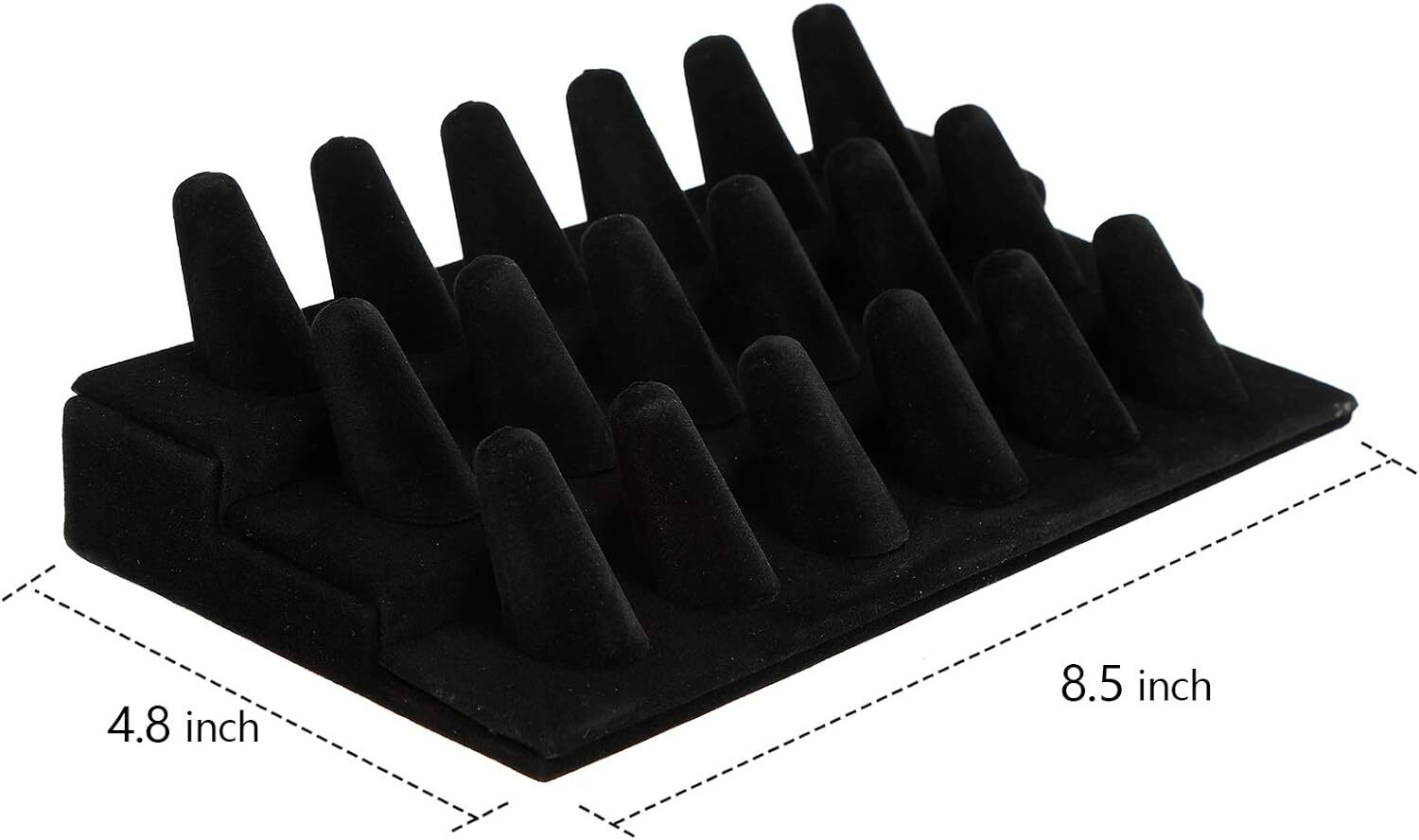 2 Pack Finger Ring Display Black Velvet 18 Slot Jewelry Counter ...