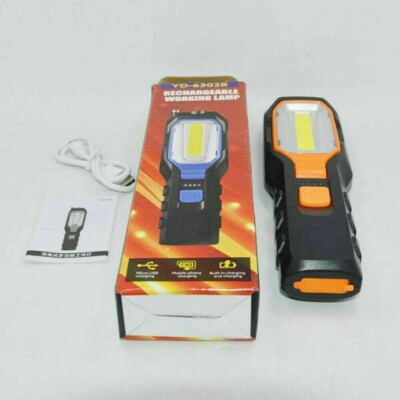 LED COB Hand Torch USB Rechargeable Car Garage Inspection Lamp Magnetic ...
