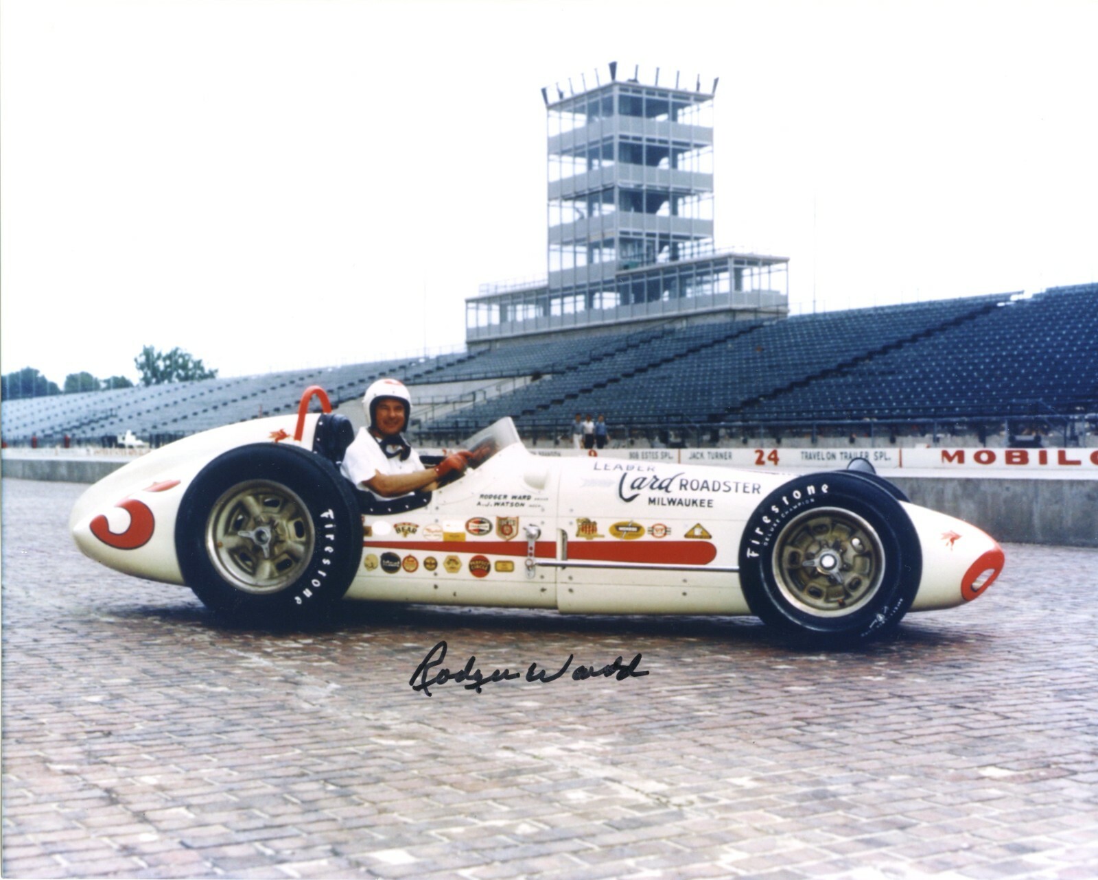 RODGER WARD AUTOGRAPHED AJ WATSON ROADSTER 1959 INDY 500 8 X 10 PHOTO ...