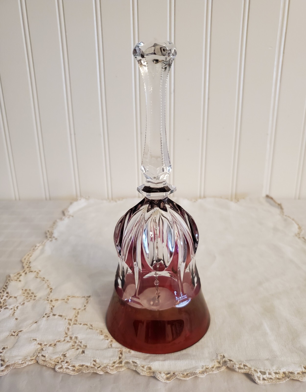 BLEIKRISTALL Vintage Lead Crystal Bell Ruby Red Hand Cut To Clear West ...