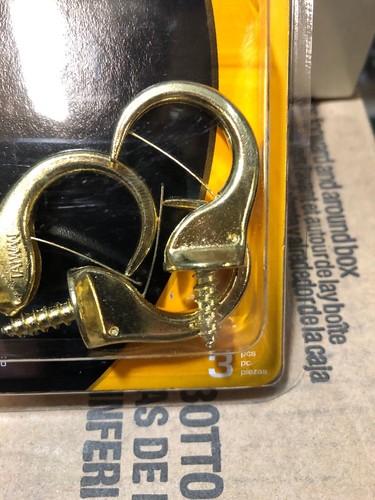 ProSource Safety Cup Hook Steel Polished Brass Finish 3 Pack FLAT ...