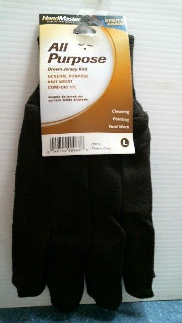 HandMaster T91TL Utility Grade All Purpose BROWN Jersey Gloves,LG FREE ...