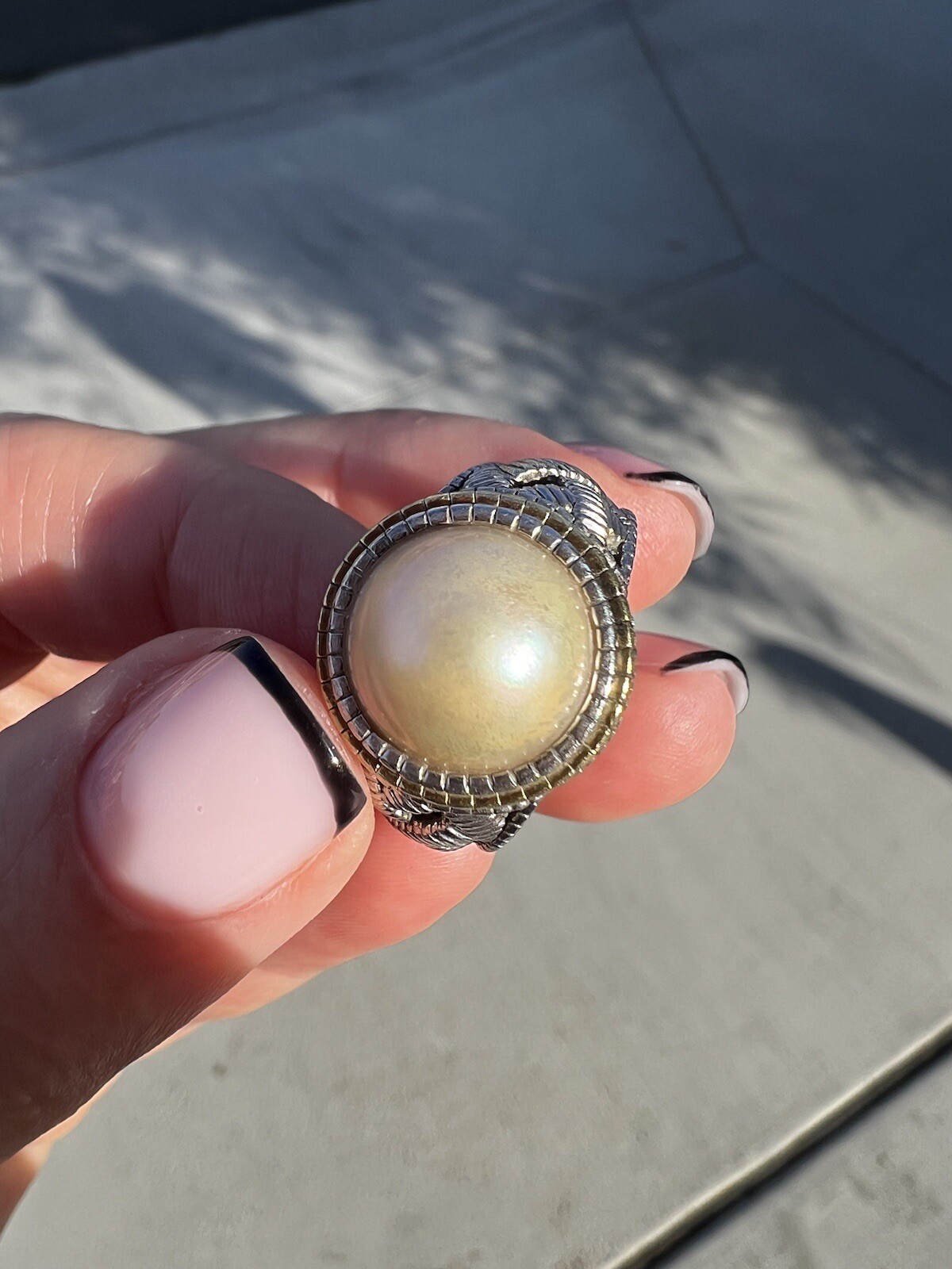 Judith Ripka Sterling Silver 925 & 18k Pearl Ring - Gem