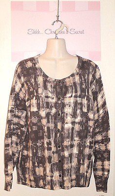 STUDIO WORKS Sweater Cotton Blend Lightweight Grey Charcoal Beige Sz 1X ...