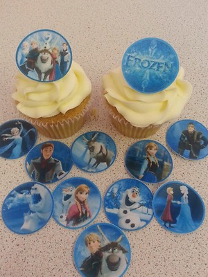 12 PRECUT Edible Frozen Discs wafer/rice paper cake/cupcake toppers ...
