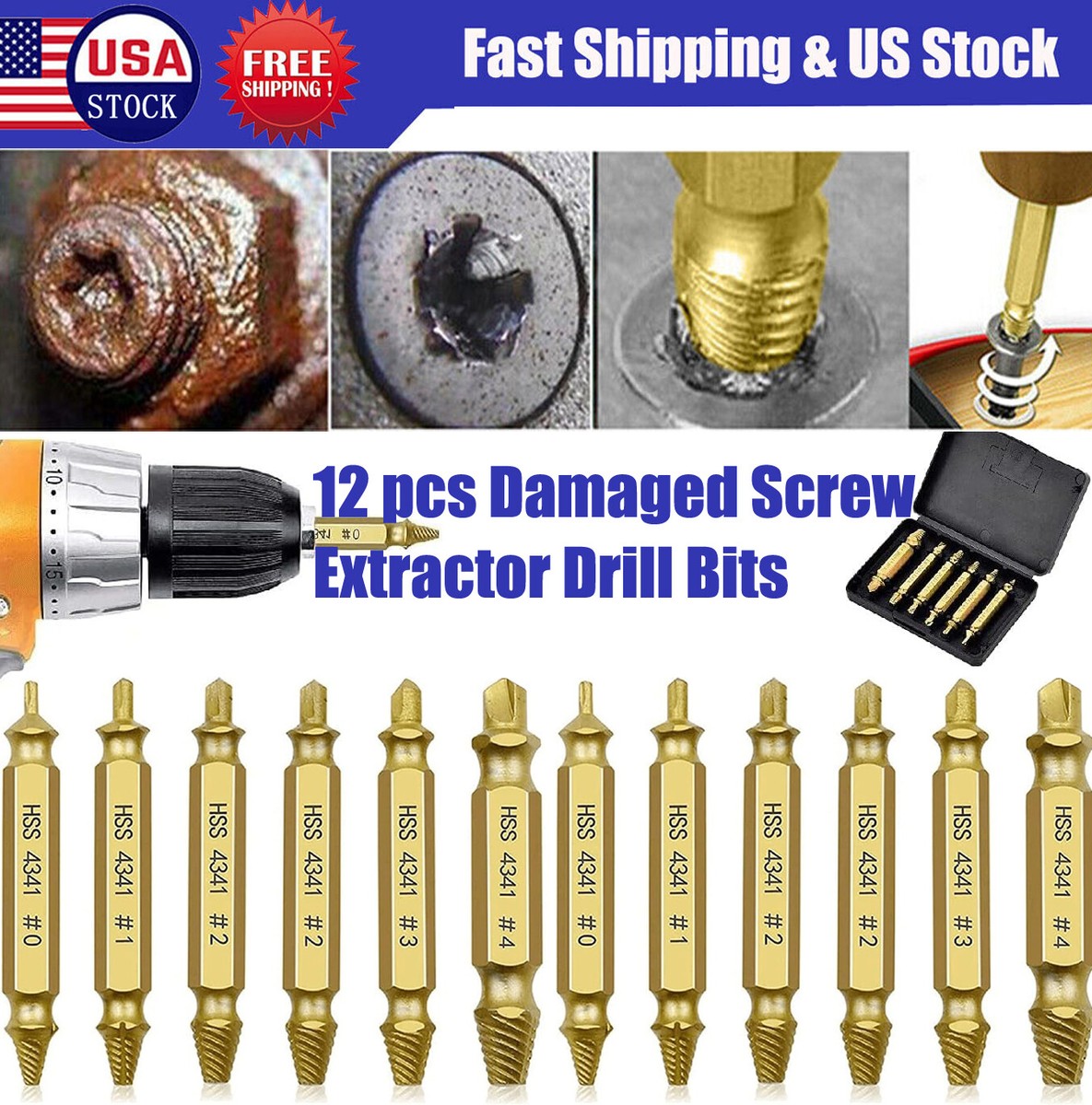 Stripped Screw Remover Lowe's Walfront 5-Piece Broken Screw Extractor ...