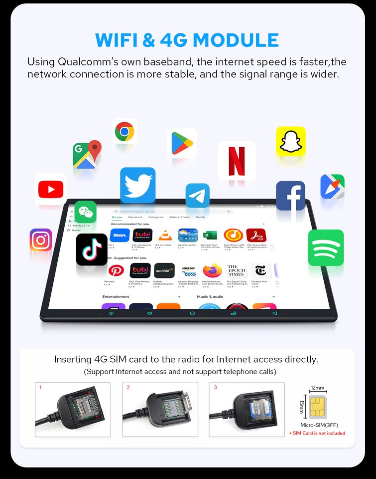 JOYING Tablet 15.1 inch Big Screen Single Din Car Stereo GPS Navigation ...