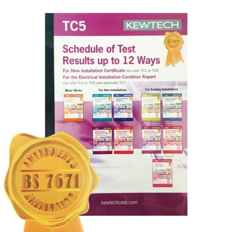 Current Kewtech Electrical Certificate Books TC1 TC2 TC3 TC4 TC5 TC6 ...