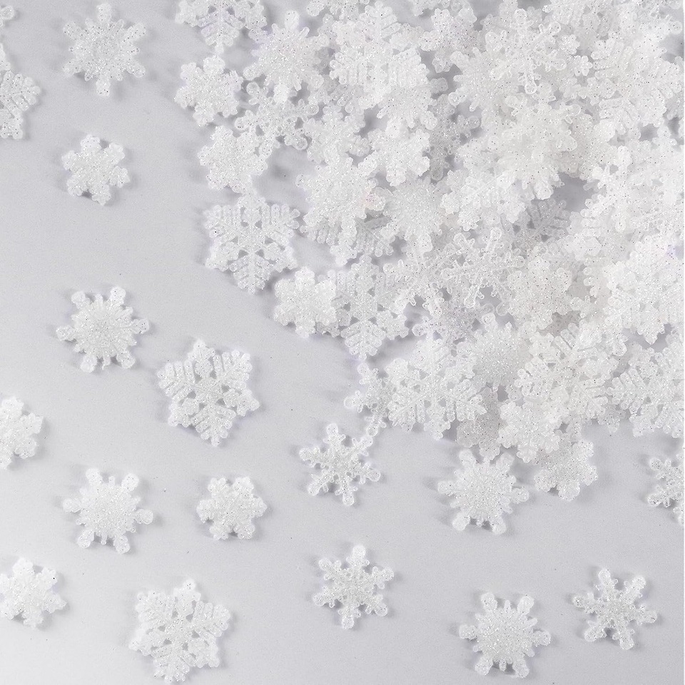 100Pcs Small Snowflakes for Craft, White Glitter Resin Mini Snowflake ...