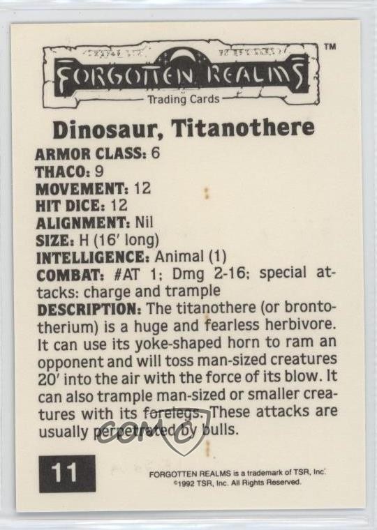 1992 TSR Advanced Dungeons & Dragons Forgotten Realms Gold Titanothere ...