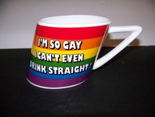SLANTED RAINBOW MUG IM SO GAY I CANT EVEN DRINK STRAIGHT 14 oz | eBay
