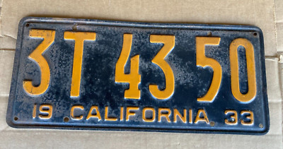1933 California CA License Plate frm Old Ford w / Rust 3T4350 | eBay