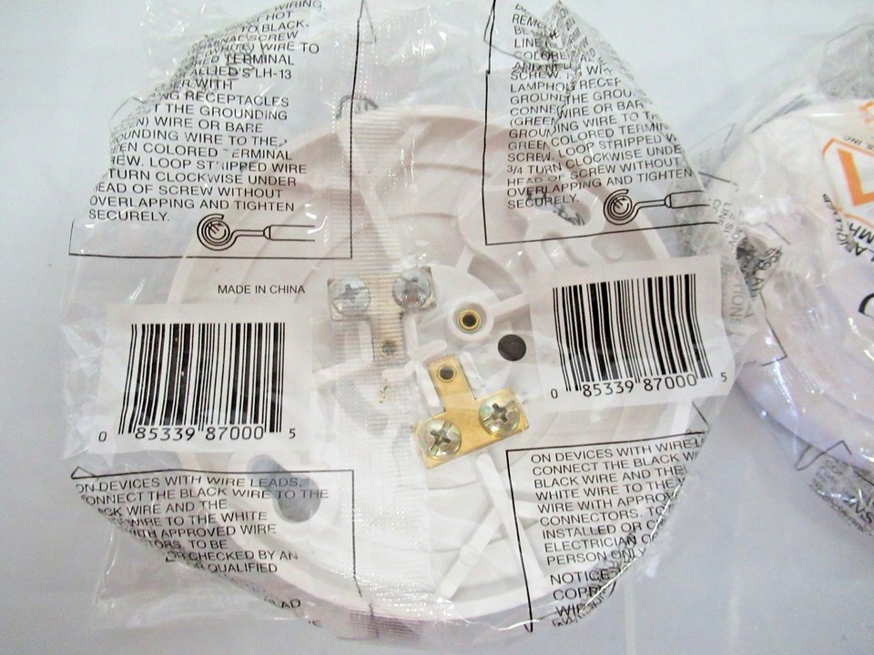 (Set of 2) Ceiling Lampholder Keyless Light Socket Fixture Closet ...