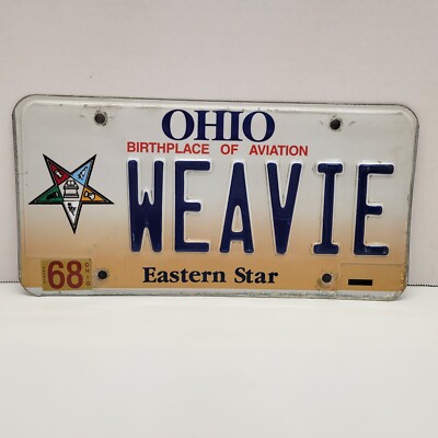 Ohio Order of the Eastern Star Tag # WEAVIE Vanity License Plate ...