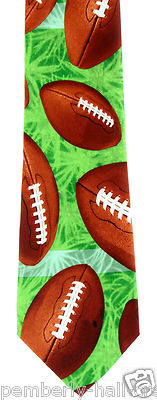 Yardline Football Men's Necktie Game Sport Coach Gift Green Sports Neck ...