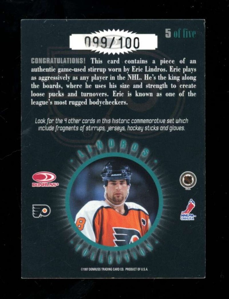 1997-98 Leaf Eric Lindros Lindros Collection #5 Stirrup Relic /100 ...