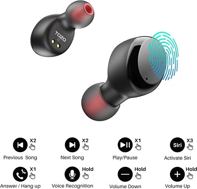 TOZO T6 True Wireless Earbuds Bluetooth 5.3 Headphones Touch Control ...