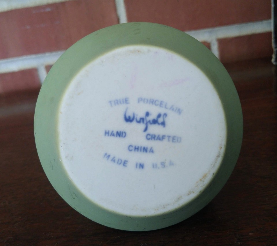 Vintage Midcentury Winfield Table Lighter Sage Olive Green Porcelain | eBay