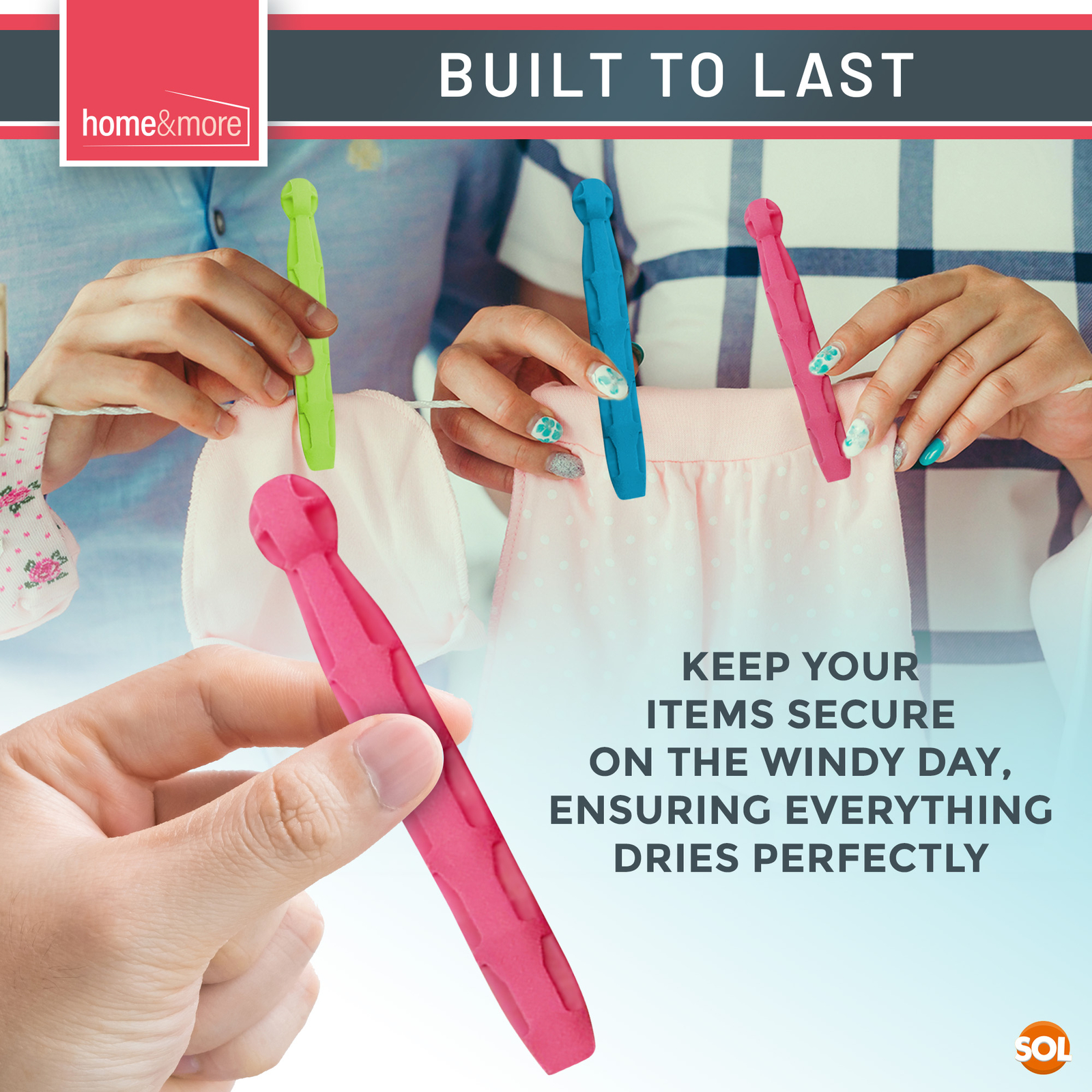 60 Strong Dolly Pegs | Durable Plastic Laundry Washing Clothes Line ...